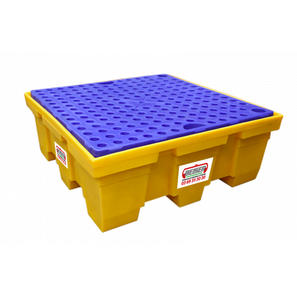 HDPE square retention tray, 4 sections - 208 litres (in polyethylene ...