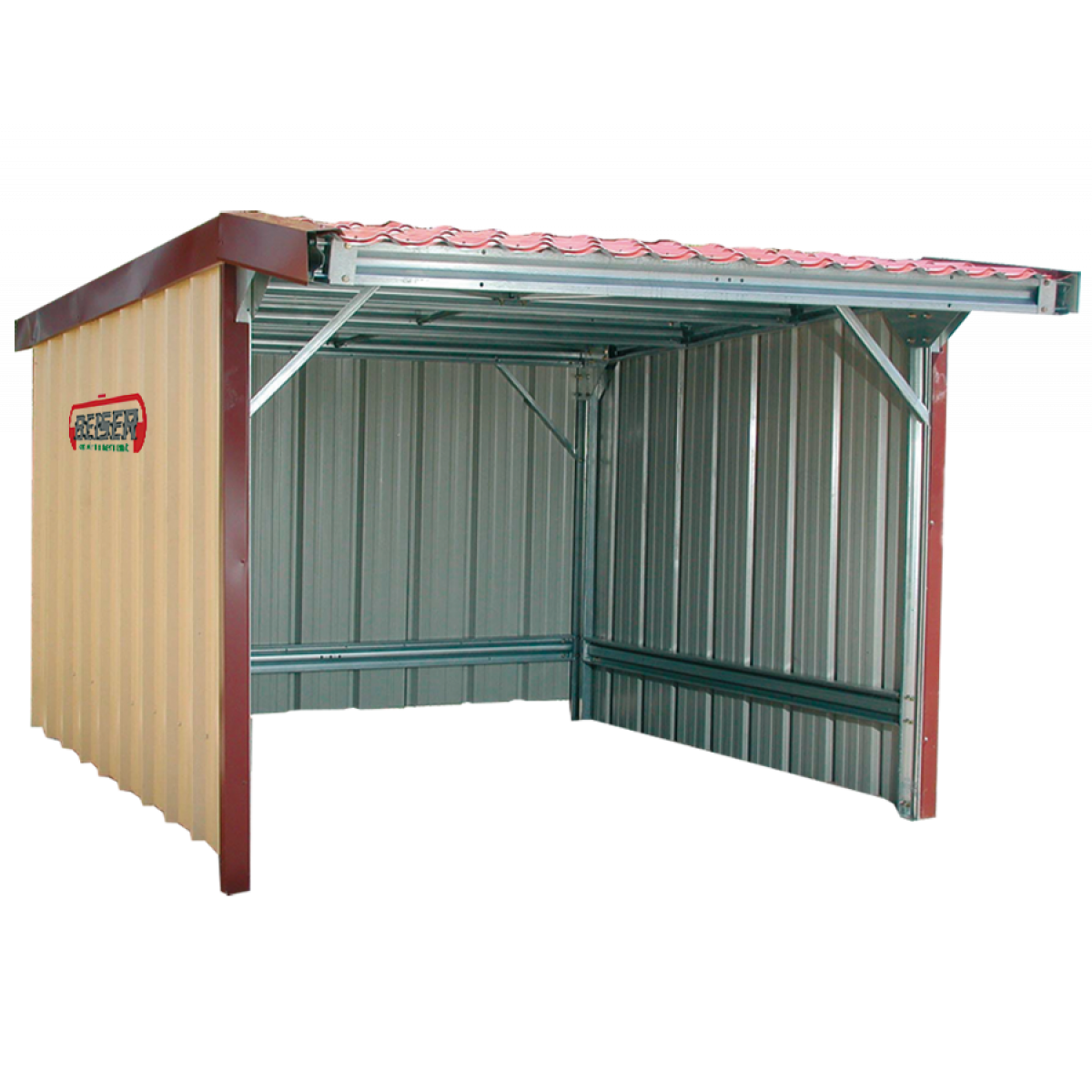 Sided shelter with awning in kit form 9 x 6 m | 3-sided shelter with ...