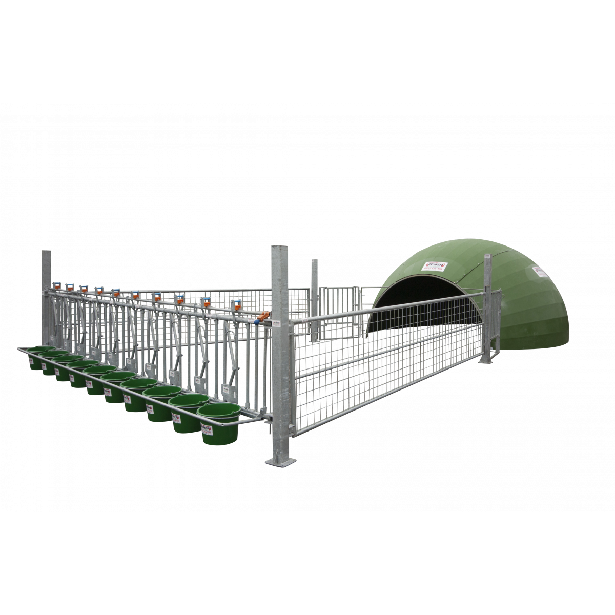 Full insulated 16-calf igloo cage without park and with duckboard