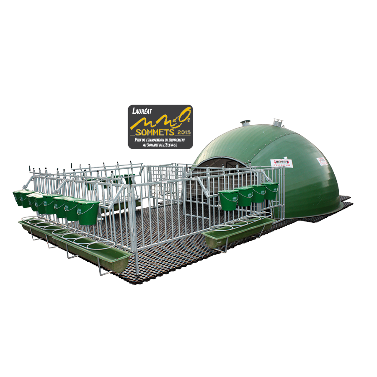 Full insulated 16-calf igloo cage with park and duckboard (under the cage)