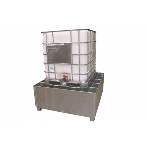 Bac de rétention galvanisé pour IBC 1050 L | Square retention tray ...