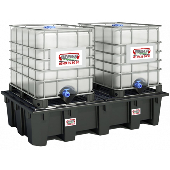 HDPE square retention tray, 4 sections - 208 litres (in polyethylene ...